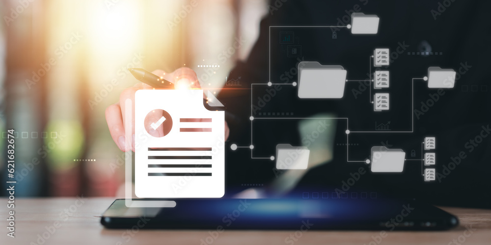 Accountant showing office document auditing concept ,plan review ...