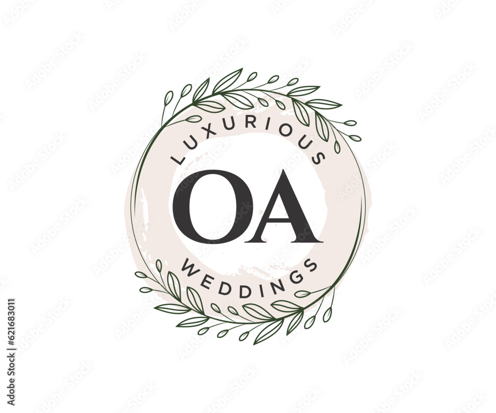 OA Initials letter Wedding monogram logos template, hand drawn modern ...
