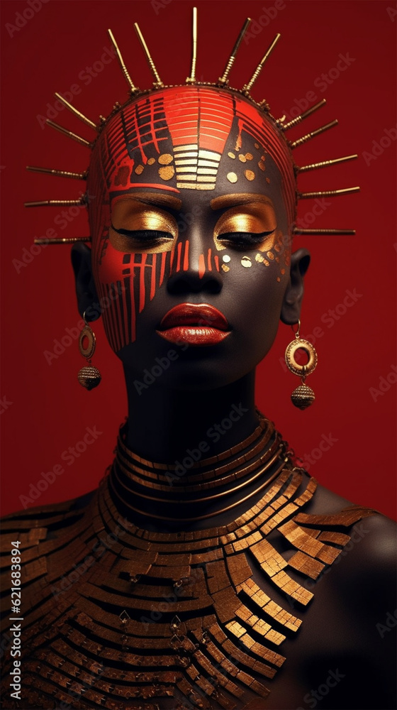 the art of beautifying the body. african american beauty with graphic ...