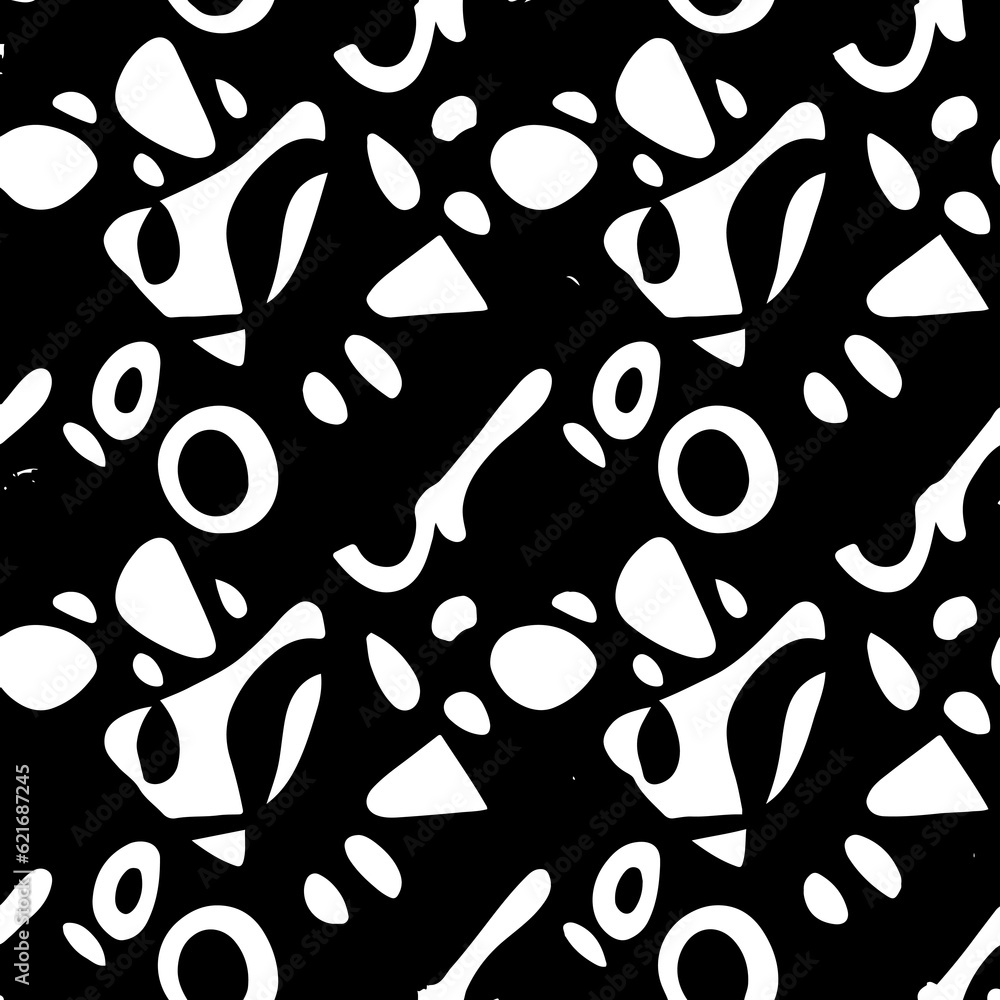 seamless black and white pattern geometric organic shapes and forms ...