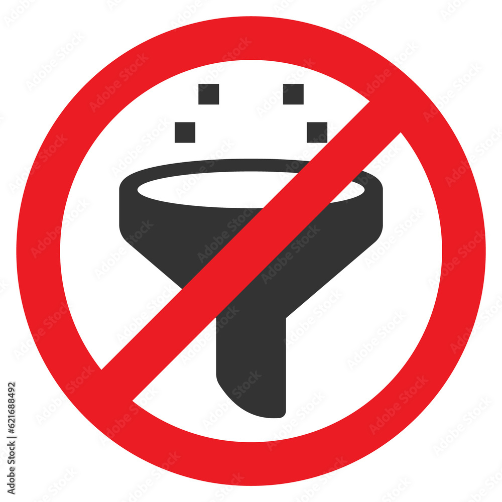 Vector illustration of filtering is prohibited icon in dark color and ...
