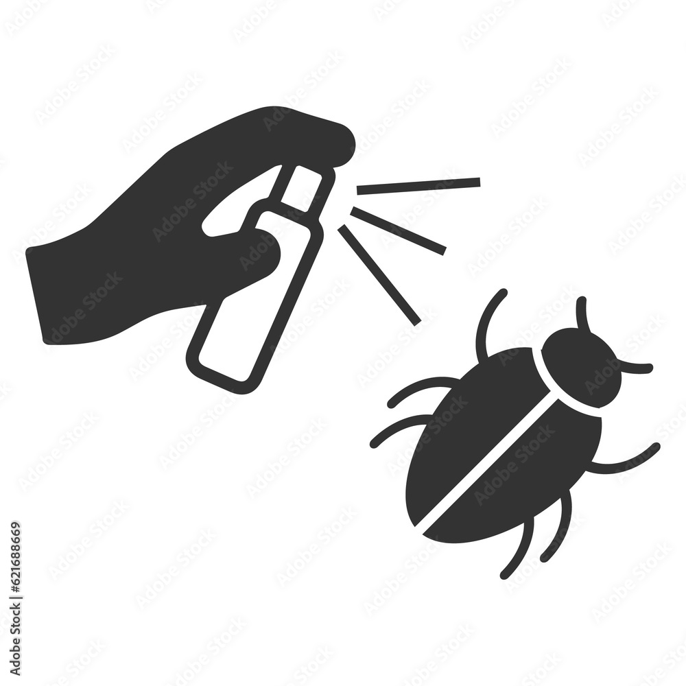 Vector illustration of spray insects icon in dark color and transparent ...