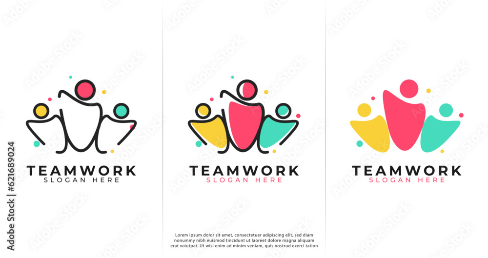 Teamwork logo design. People logo with three style for community or ...