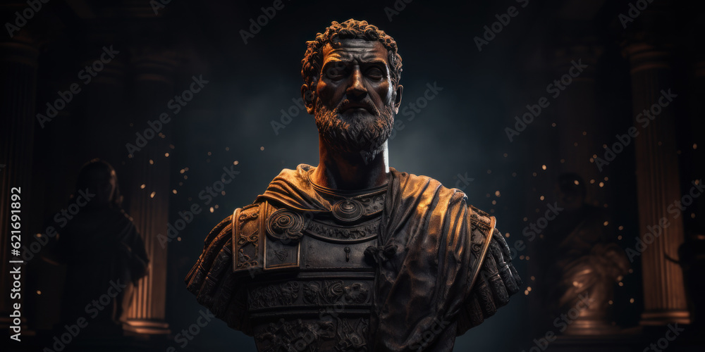 Aurelian bust sculpture, former Roman emperor. Generative AI Stock ...