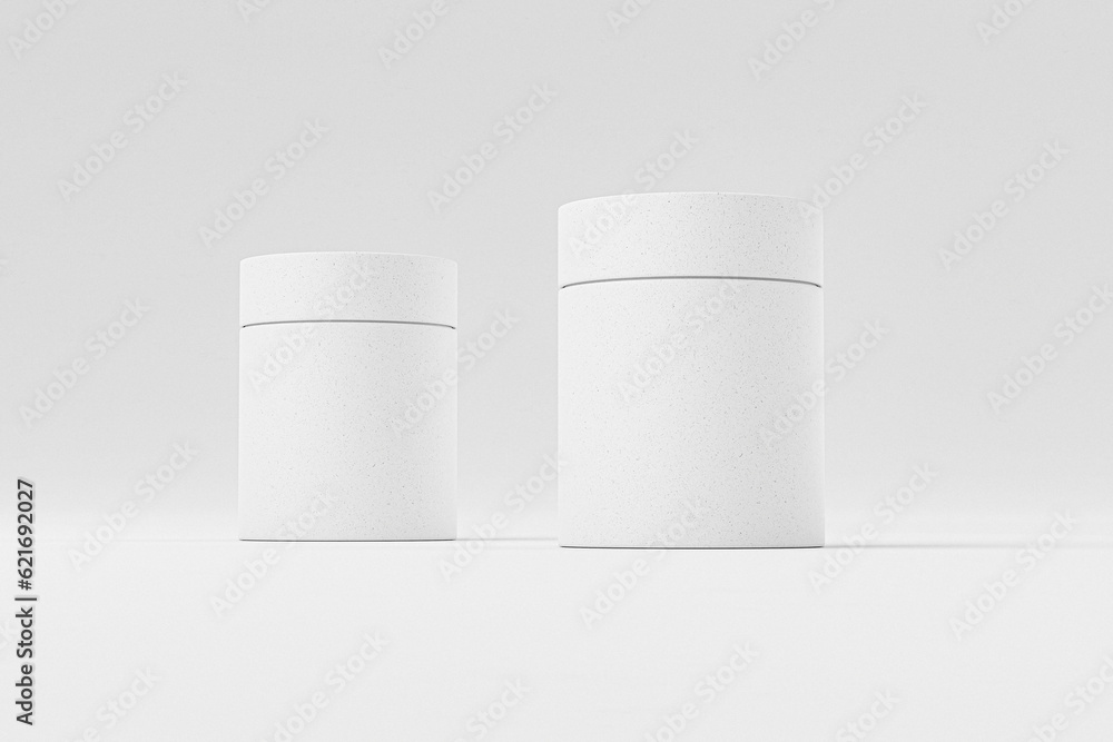 Cylinder Paper box mockup, Set of Short paper tube mockup on white ...
