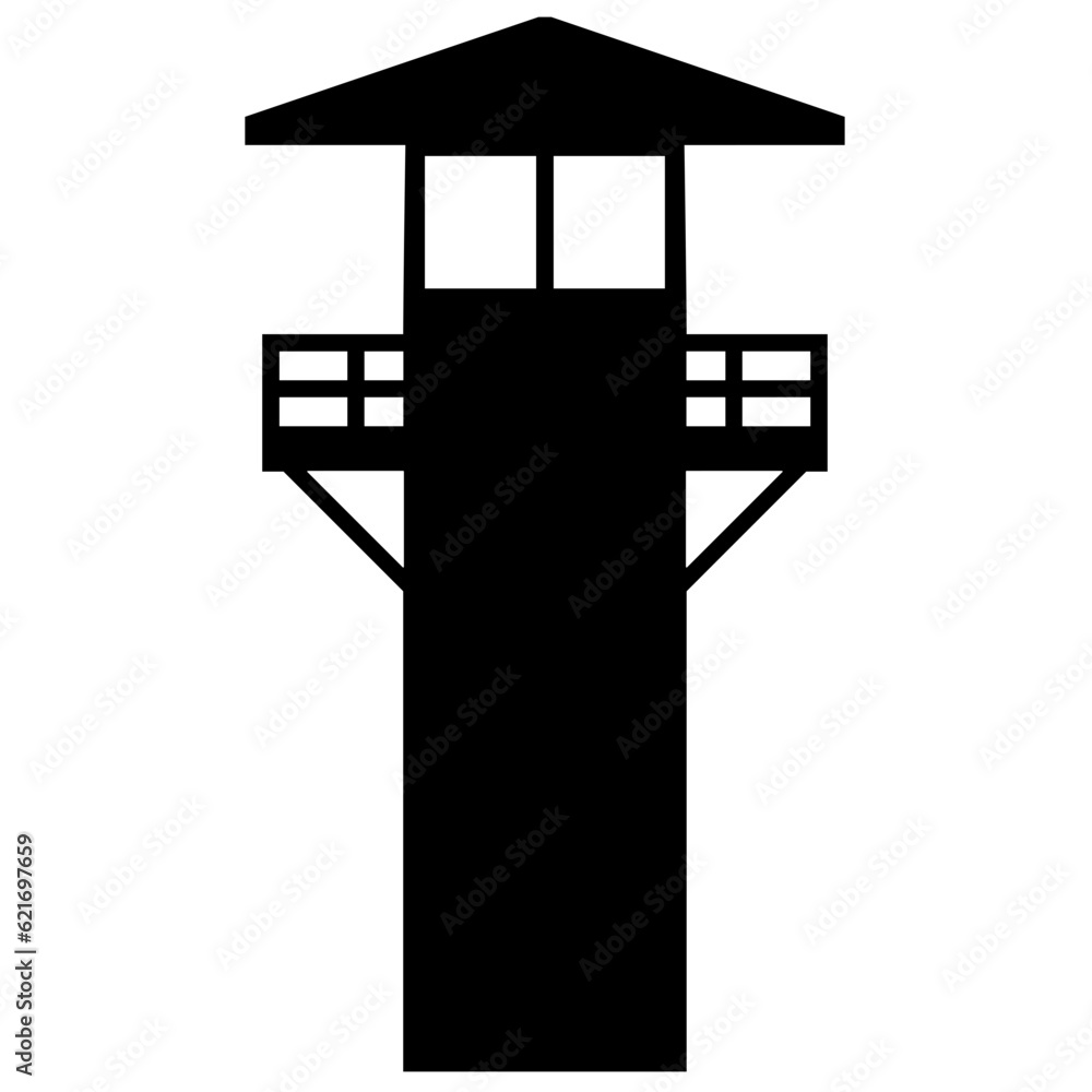 Watchtower icon vector illustration. Guard tower silhouette for icon ...