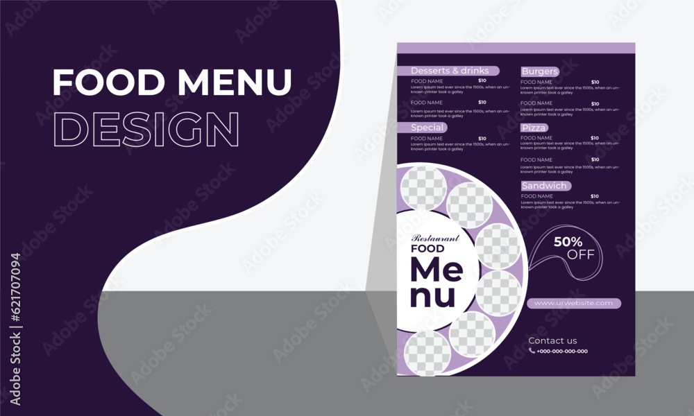 Restaurant menu design and vector brochure template. Modern Food Menu ...