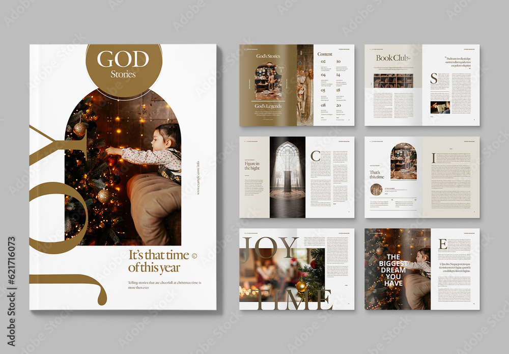 Festive Church Magazine Newsletter Template Stock Template | Adobe Stock