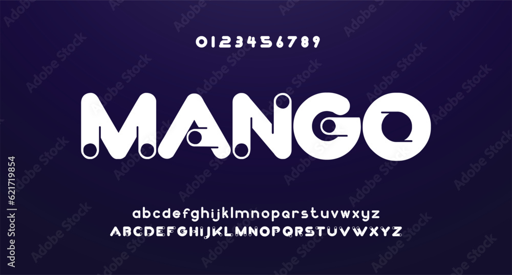 Vetor de MANGO Lettering Fashion Designs. Modern elegant alphabet letters font and number ...
