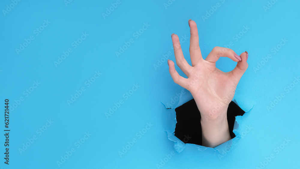 OK gesture. Perfect choice. Female hand showing approval finger circle ...