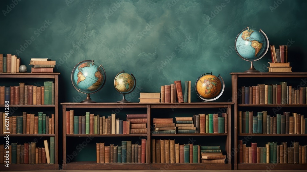 nostalgic library background to commemorate Back to School Stock ...