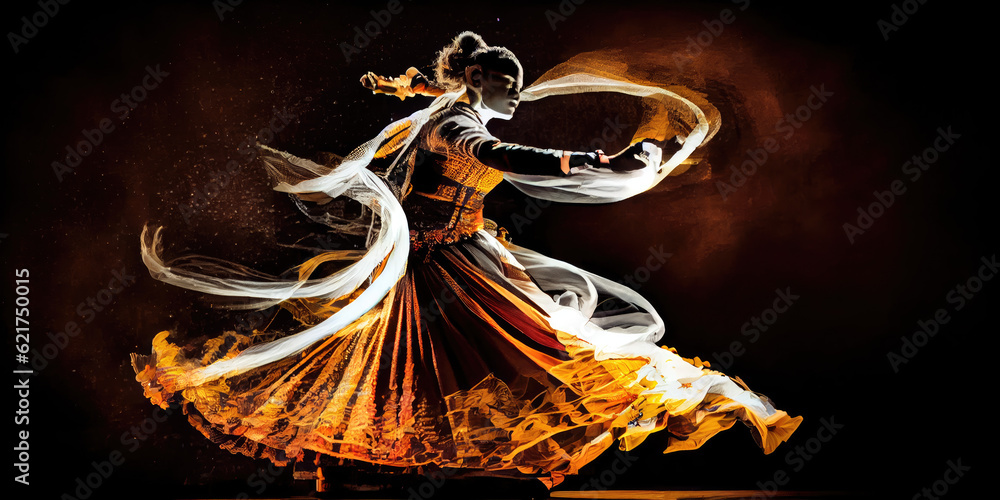 abstract art of kathak dancer, generative ai Stock Illustration | Adobe ...
