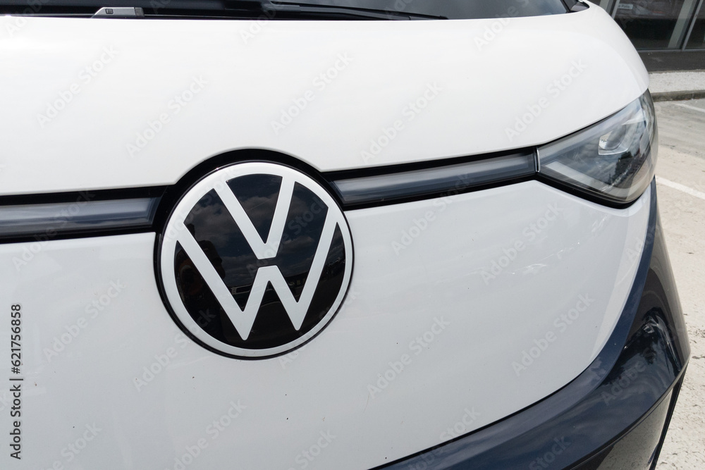 vw ID Buzz battery electric german minivan by VolksWagen logo sign and ...