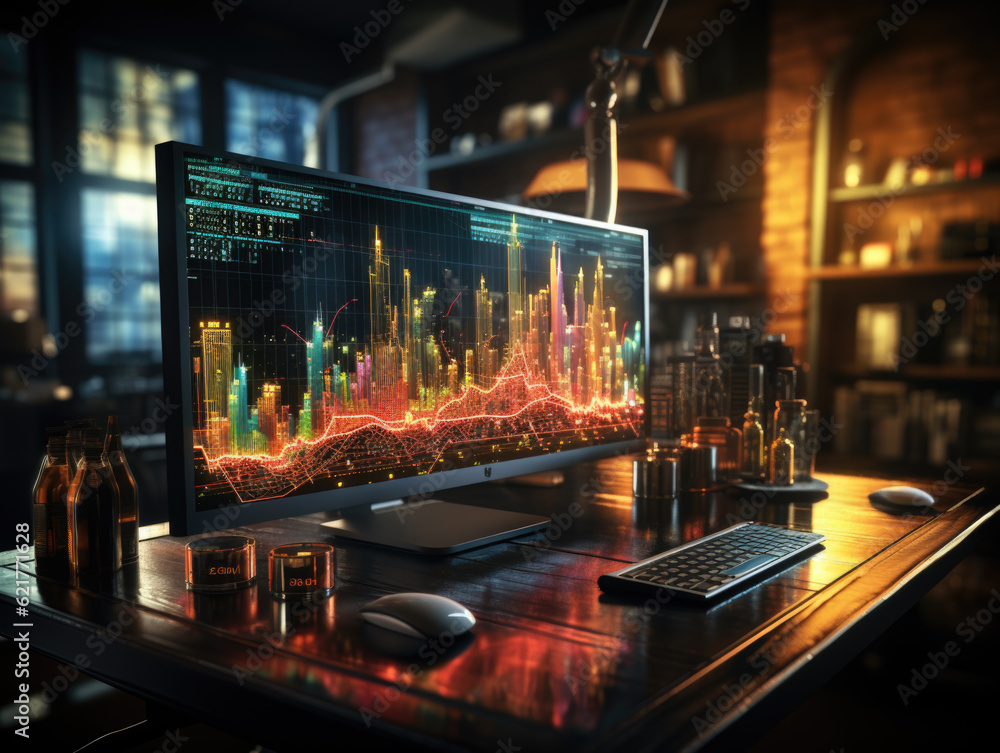 Visualizing the online business concept of the stock market, the 2D ...