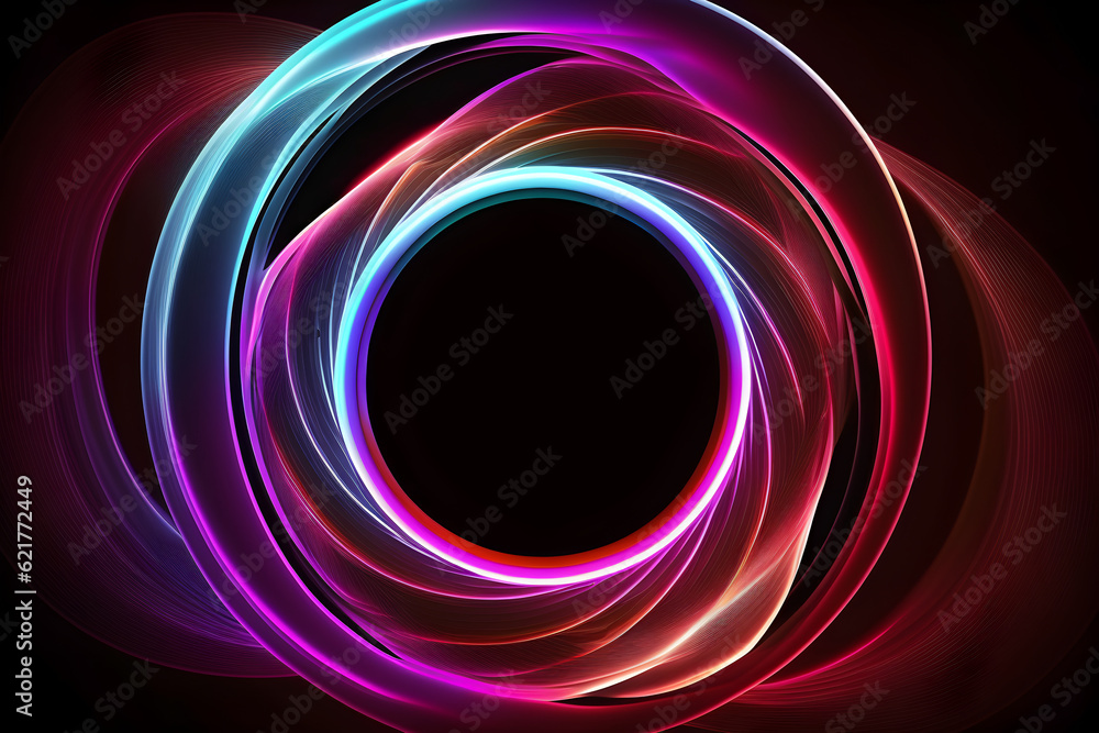 abstract neon background with concentric circles lens aperture Stock ...