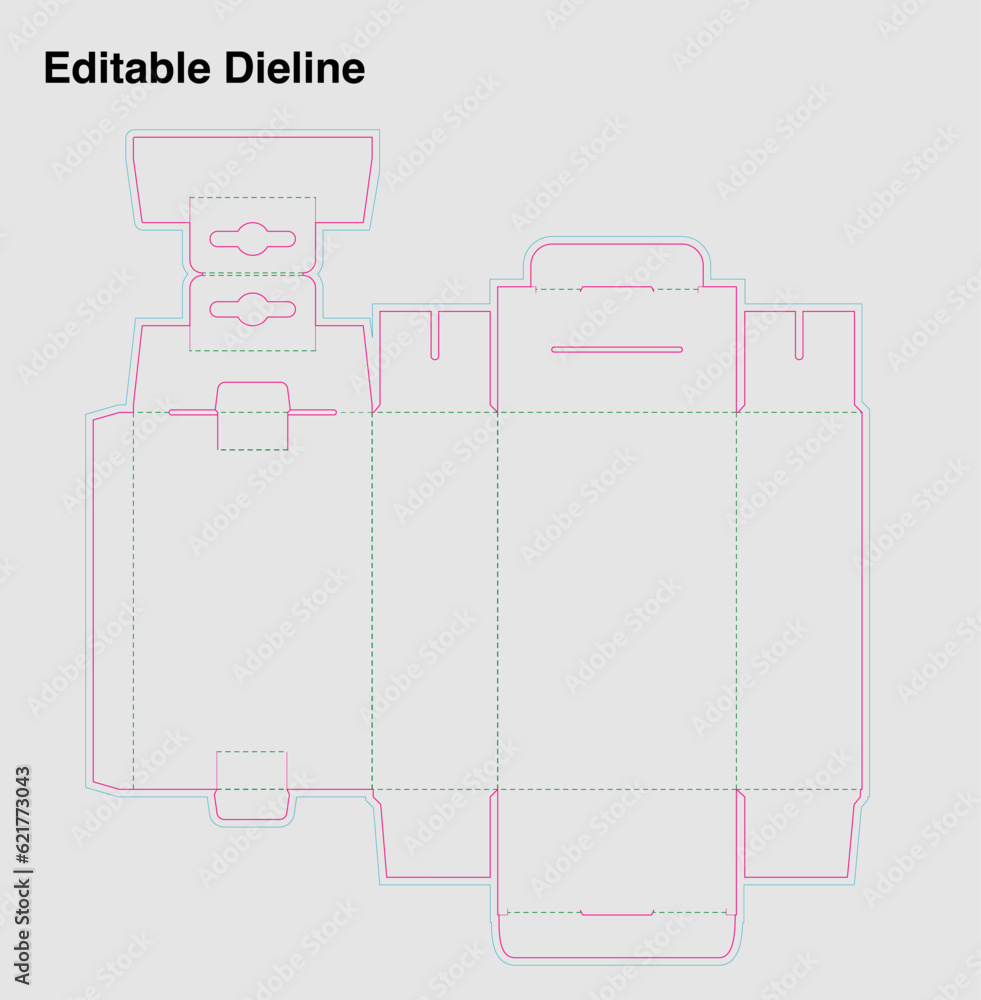 Packaging Dieline with Bleed, box with double cardboard centered hanger ...
