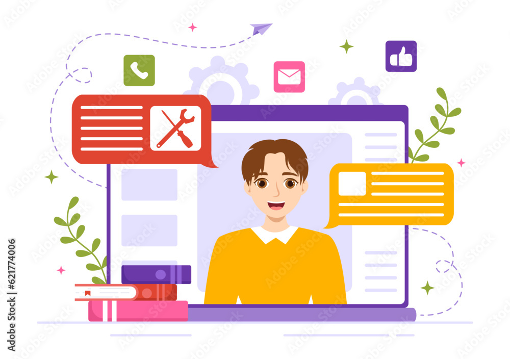 Technical Support System Vector Illustration with Software Development ...