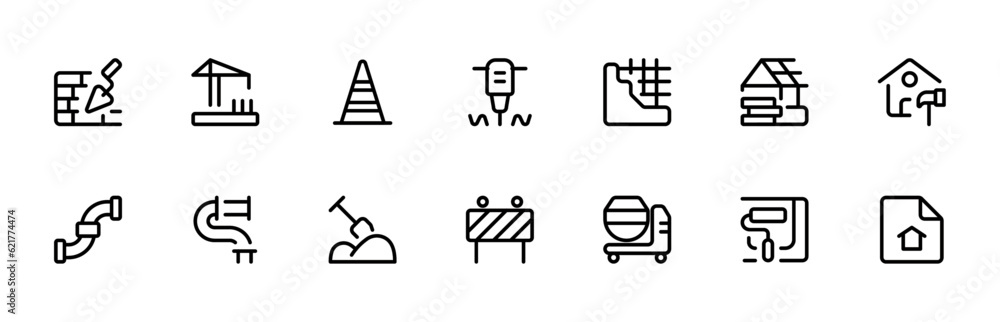 Vetor de construction icon, linear Editable Stroke. Line, Solid, Flat ...