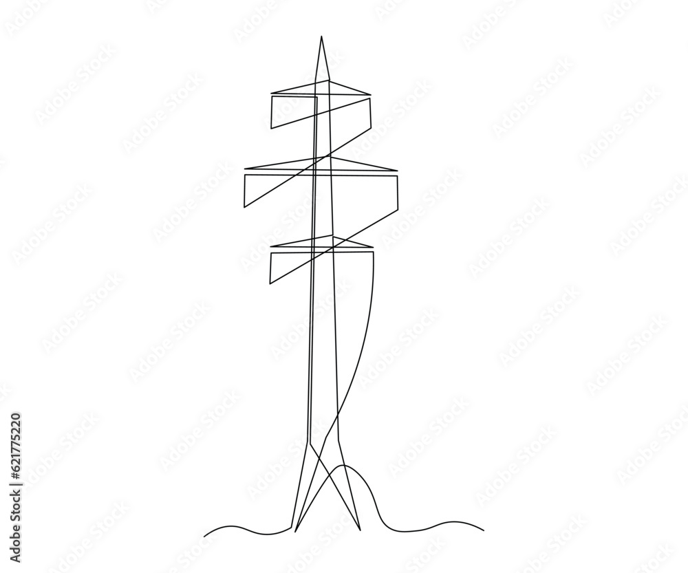 abstract High-voltage pole, power line, electricity, transformer ...