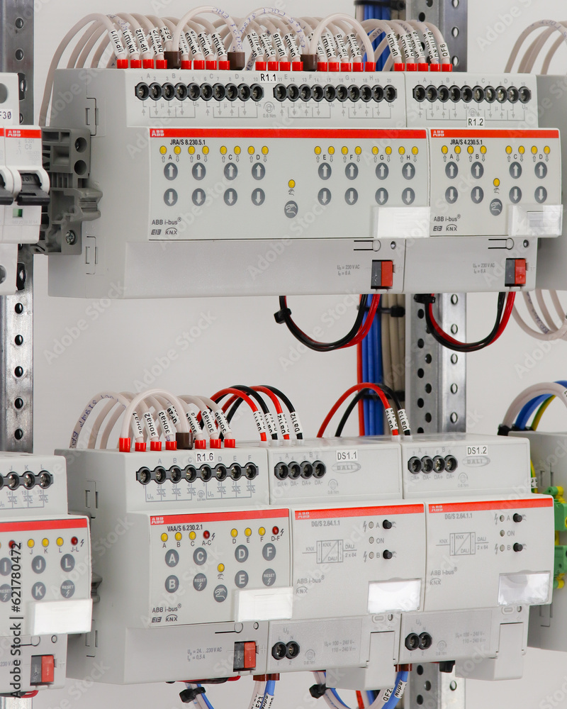 A relay module from ABB for controlling loads via the KNX data bus in ...