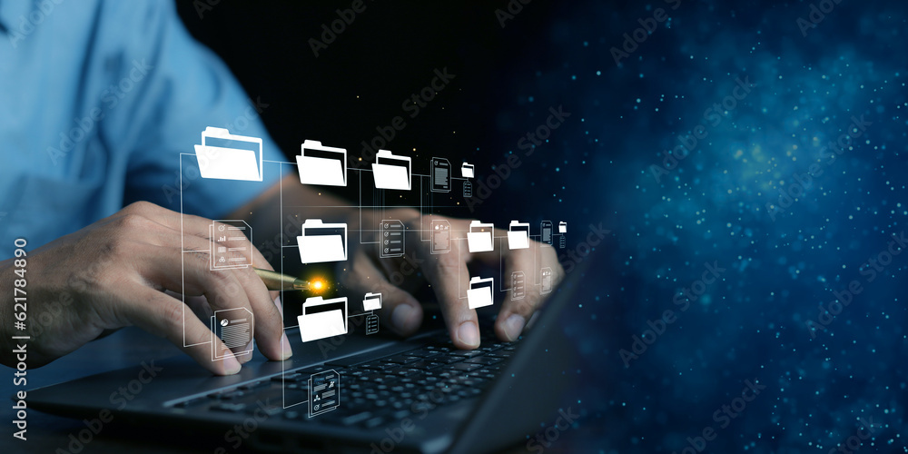 Document Management System (DMS) being setup by IT consultant working ...