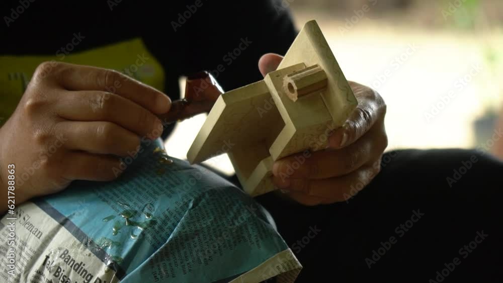 Batik application on accessories box decoration with wood material ...