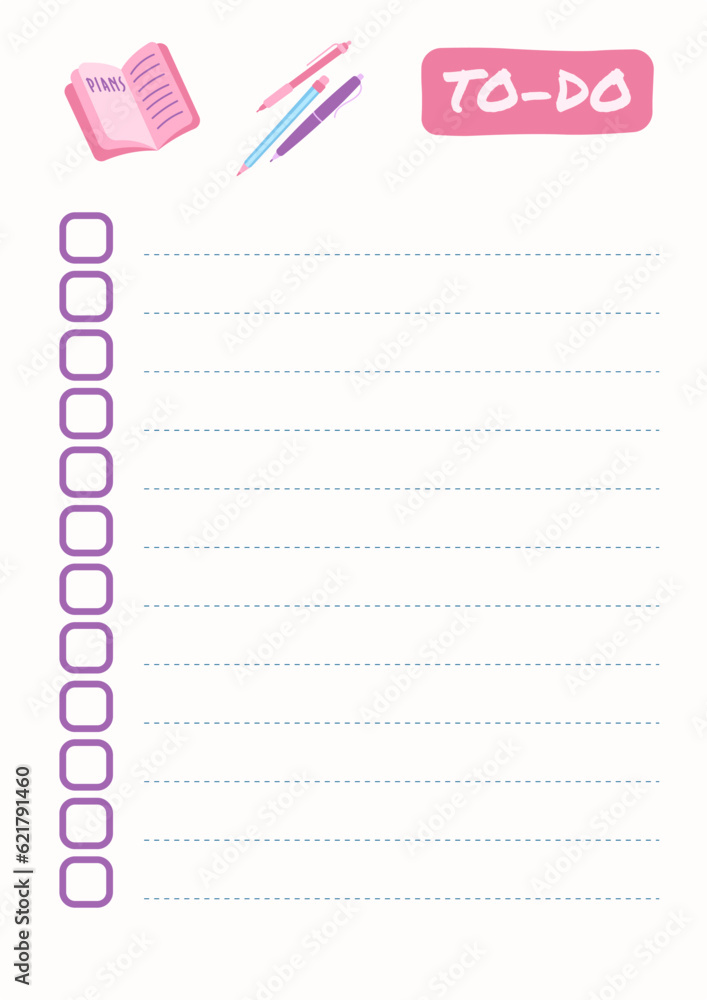 To do list. Planner note page. Girly notebook. Frame for text with ...