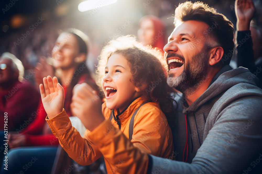 family cheering sport match together ai generated art Stock Photo ...