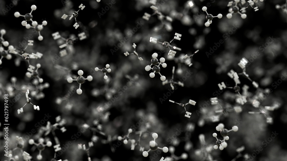 Methane chemical symbol in flight. Methane is a major component of ...