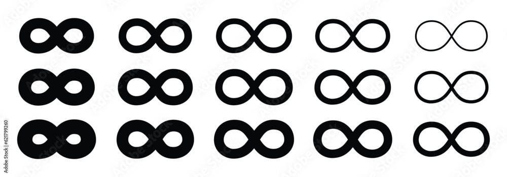 Infinity icon set. Infinity symbols. Symbols of endless, unlimited ...