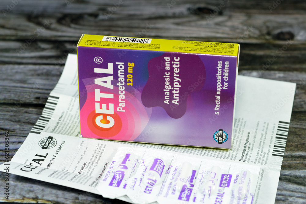 Cairo, Egypt, June 26 2023: CETAL (Paracetamol) 120 mg – 5 ...
