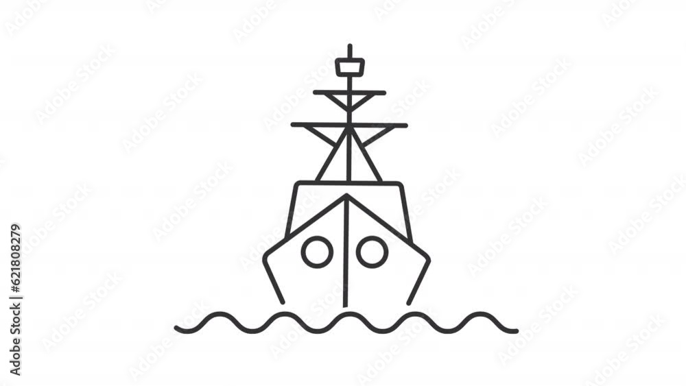 Black icon animation of naval fleet in sea, HD video with transparent ...