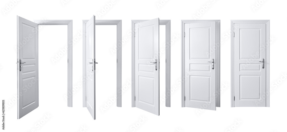 Set of different elegant white door. PNG file, cut out, without ...