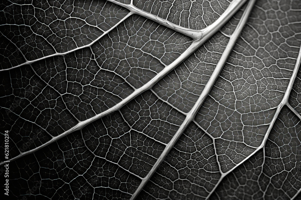 Stunning black and white minimalist depiction of a stylized leaf ...