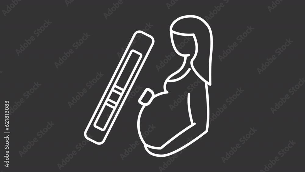 Motherhood white icon animation. Animated line pregnant woman. Positive ...