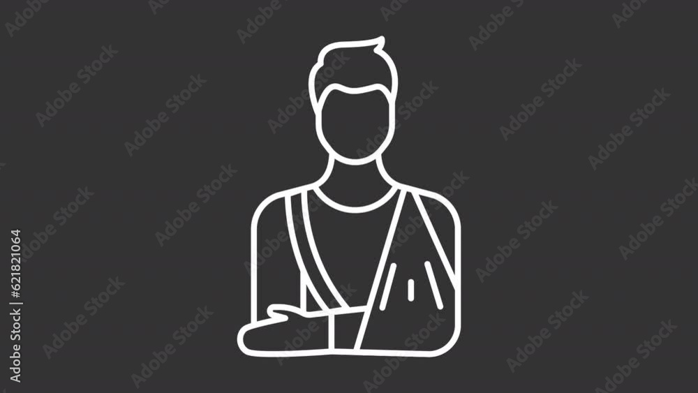 Traumatology white icons animation. Animated line trauma care. Bandage ...