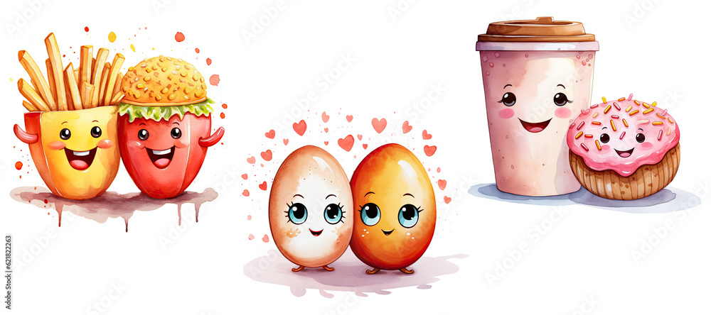 Perfect match watercolor clipart, cute food clipart, Generative AI ...