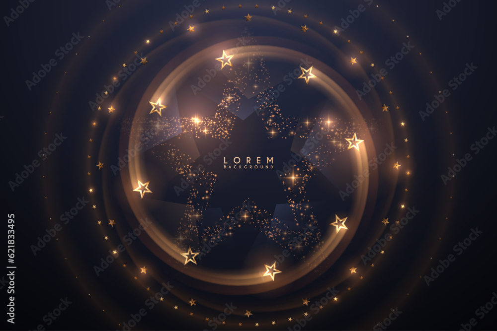 Golden circle stars background with light effect Stock Vector | Adobe Stock