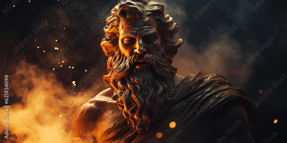 Zeus bust sculpture, Ancient Greek god of sky and thunder. Zeus is ...