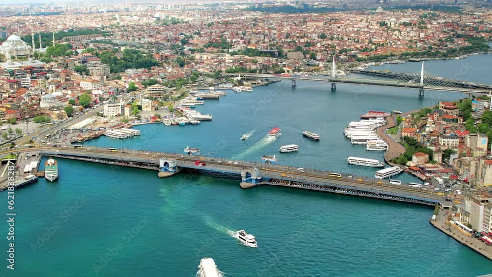 Aerial drone view of Istanbul, Turkey. Multiple residential buildings ...