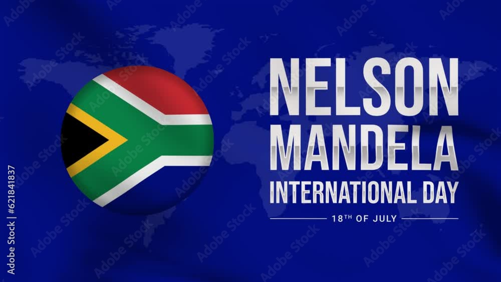 Nelson Mandela International Day 4k waving animation. Flag of South ...
