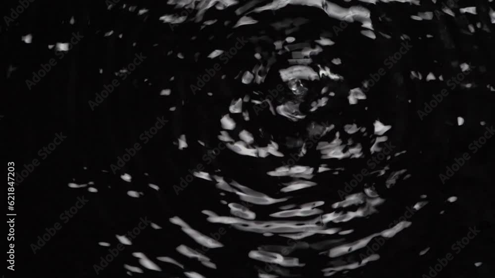 Top view slow motion speed scene of chaotic wave pattern when droplets ...