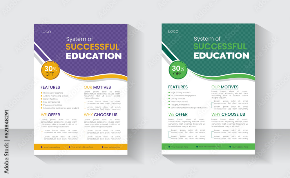 Education flyer template design set , poster flyer pamphlet brochure ...