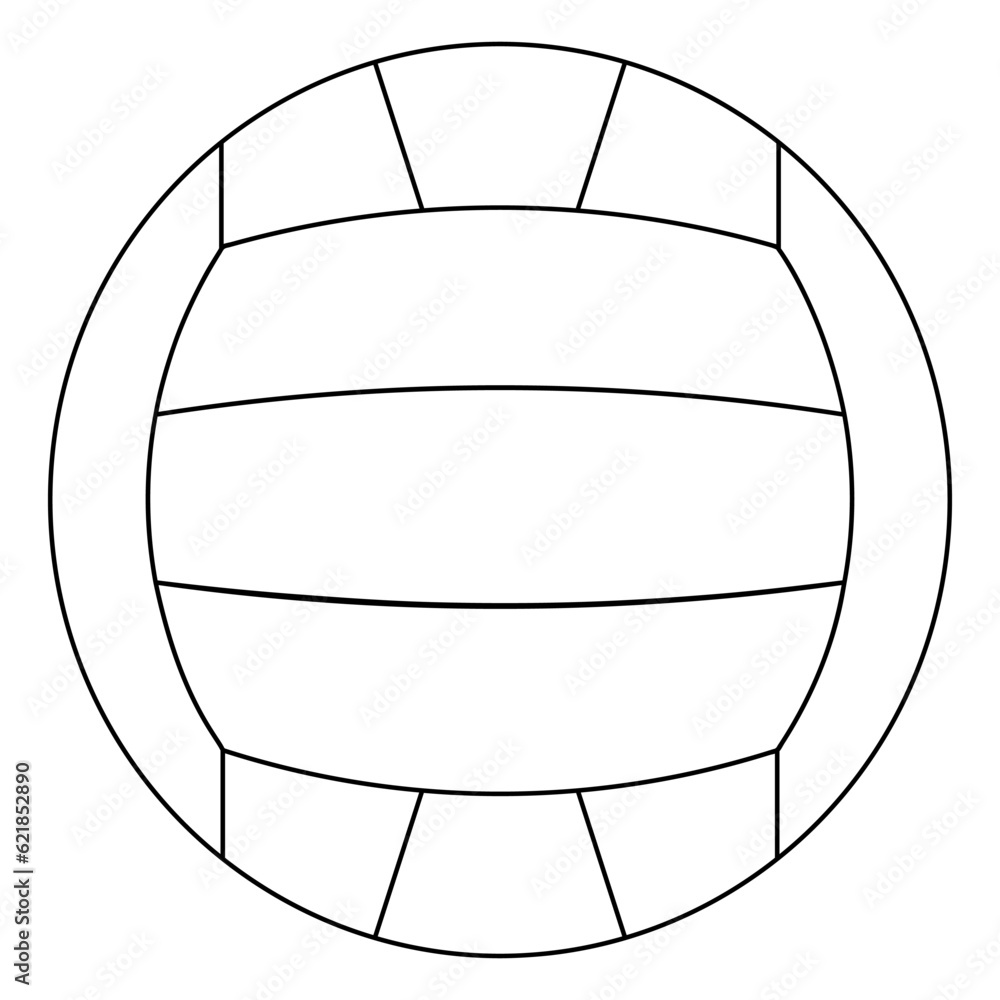 Volleyball ball. Sketch. Volleyball equipment. Outlines on an isolated ...