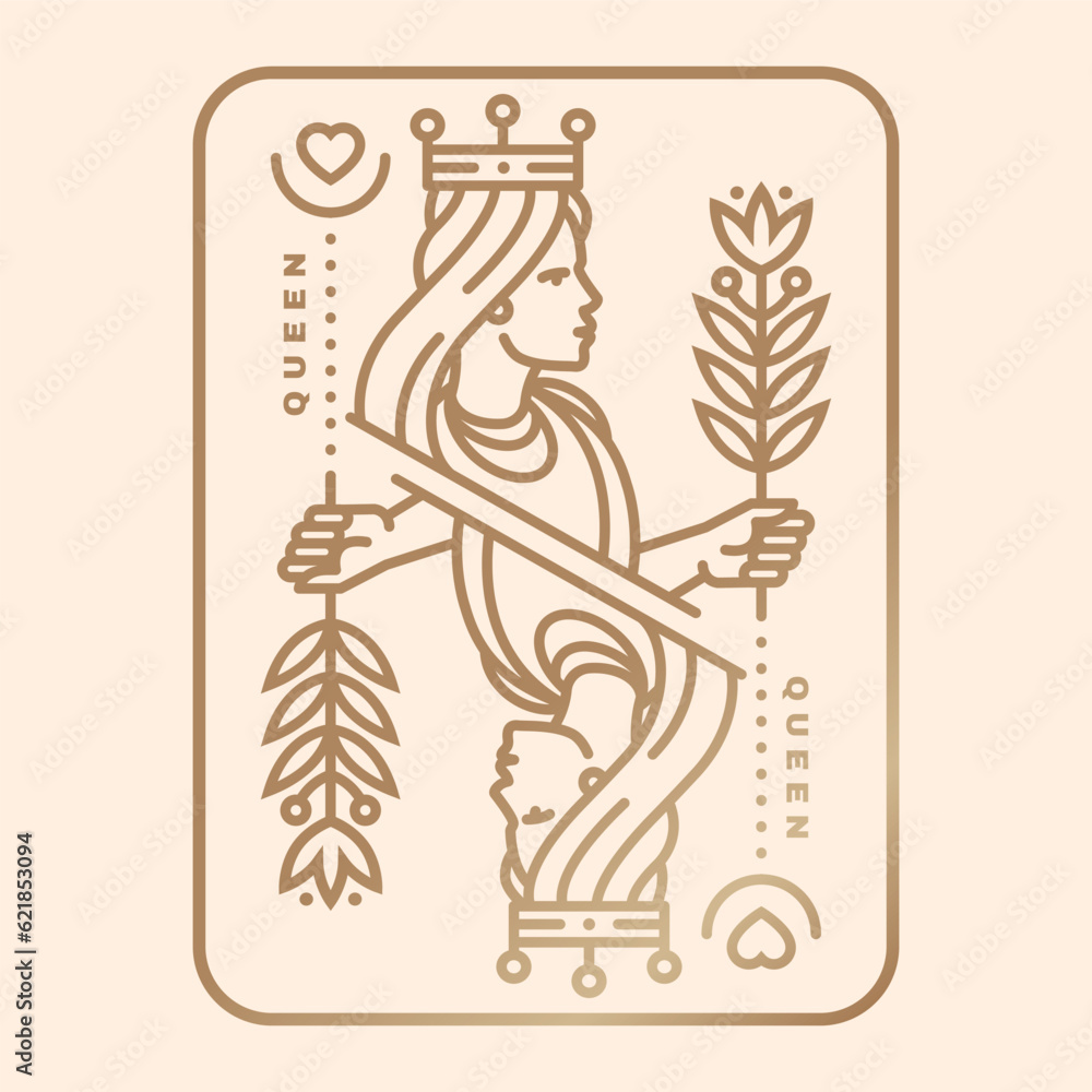 Queen playing card. Vector illustration. Esoteric, magic Royal playing ...