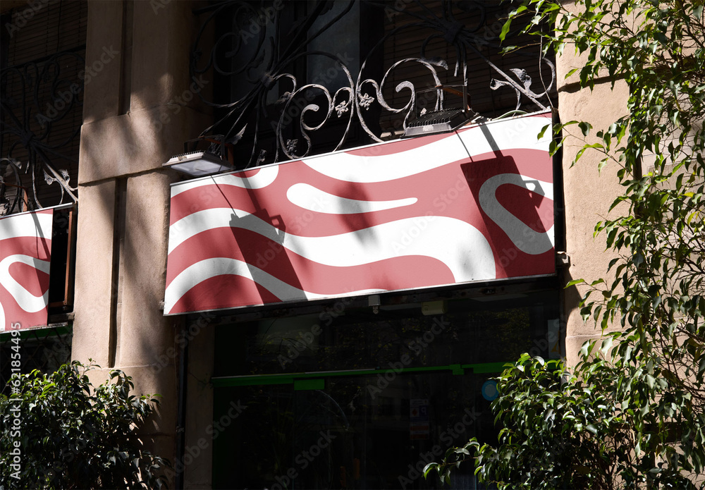 Mockup of customizable street sign on building exterior Stock Template ...