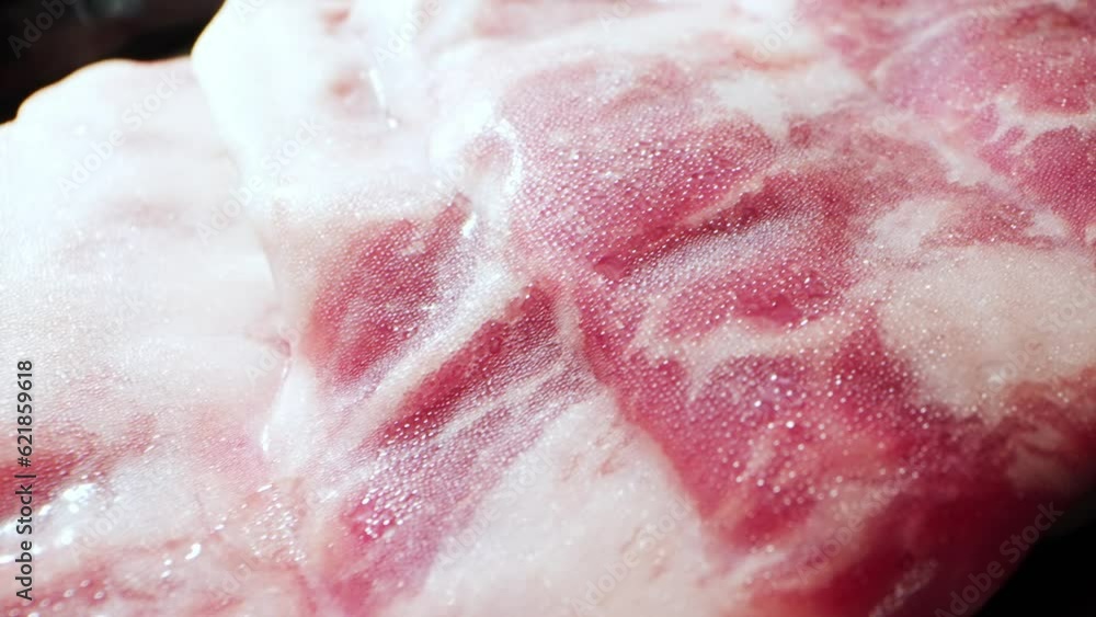 Mesmerizing macro footage showcases frozen dry-aged beef sealed in a ...