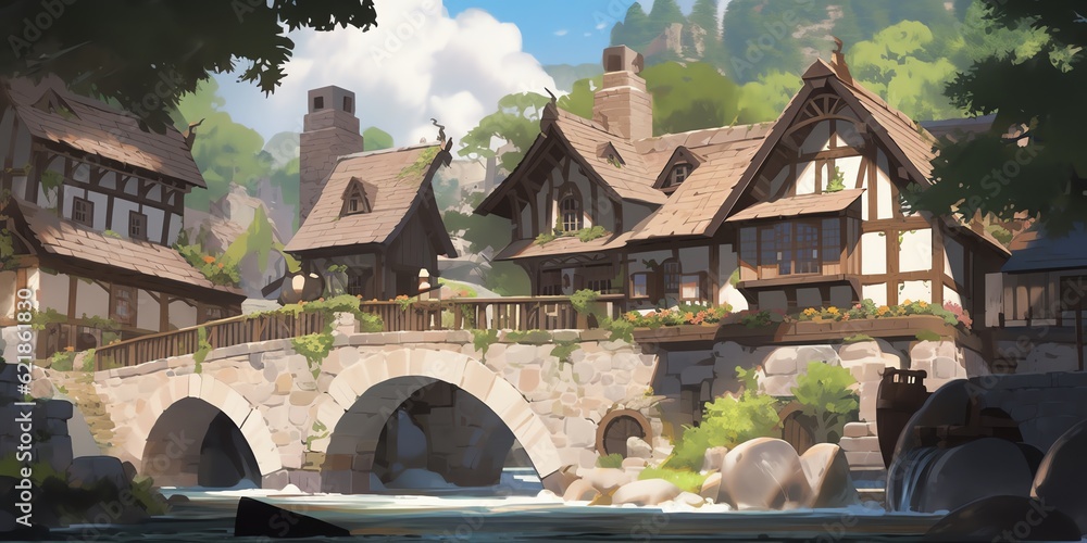 Discover a hidden gem of a village in a fantasy anime, with its cobbled ...
