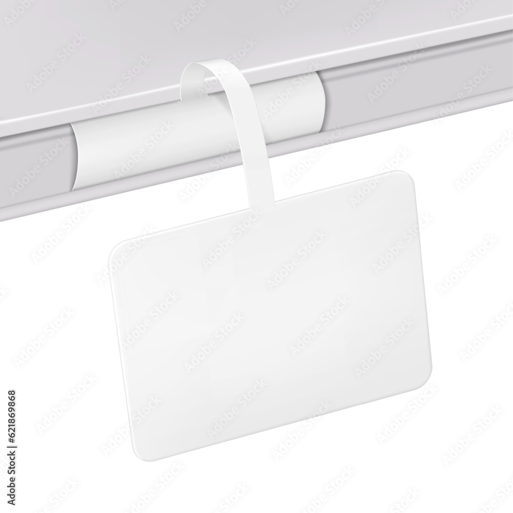 Rectangular shelf wobbler vector mockup. White blank rectangle ...