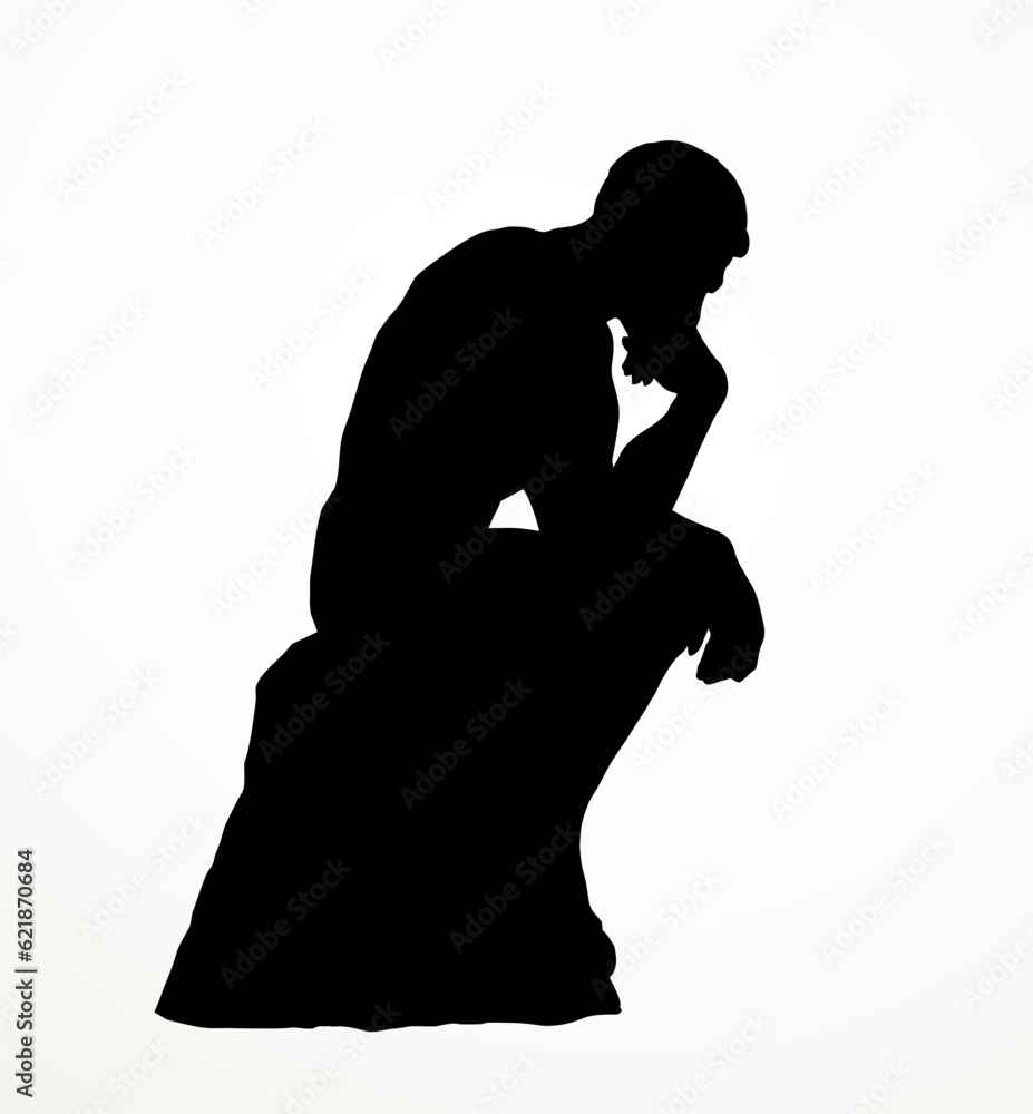 Vector drawing. Sculpture of a male thinker Stock Vector | Adobe Stock